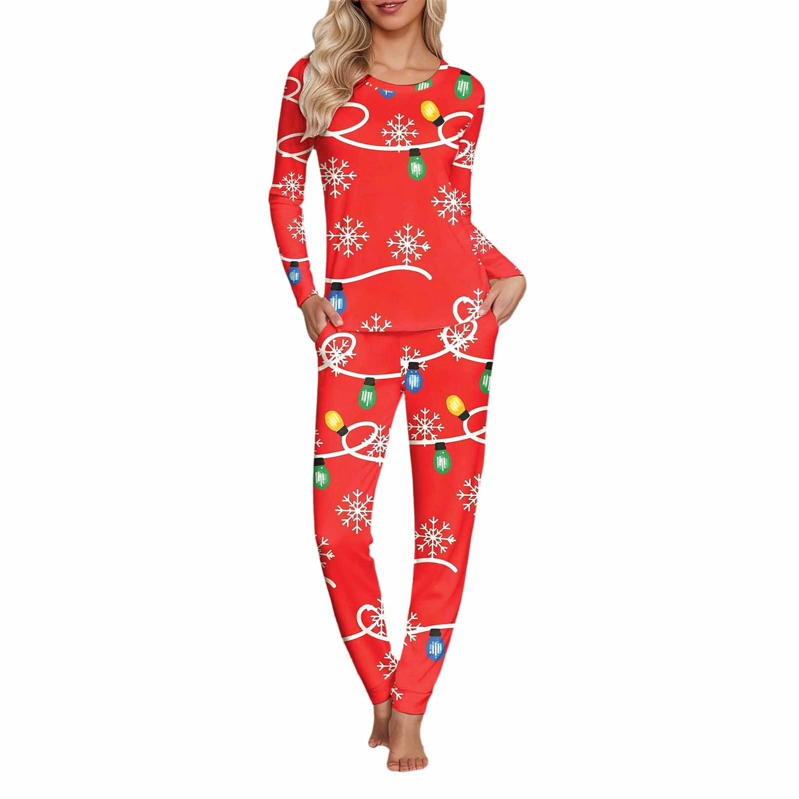 DHFJKG Womens Christmas Pajamas Set 2 Piece Sleepwear Xmas Holiday ...