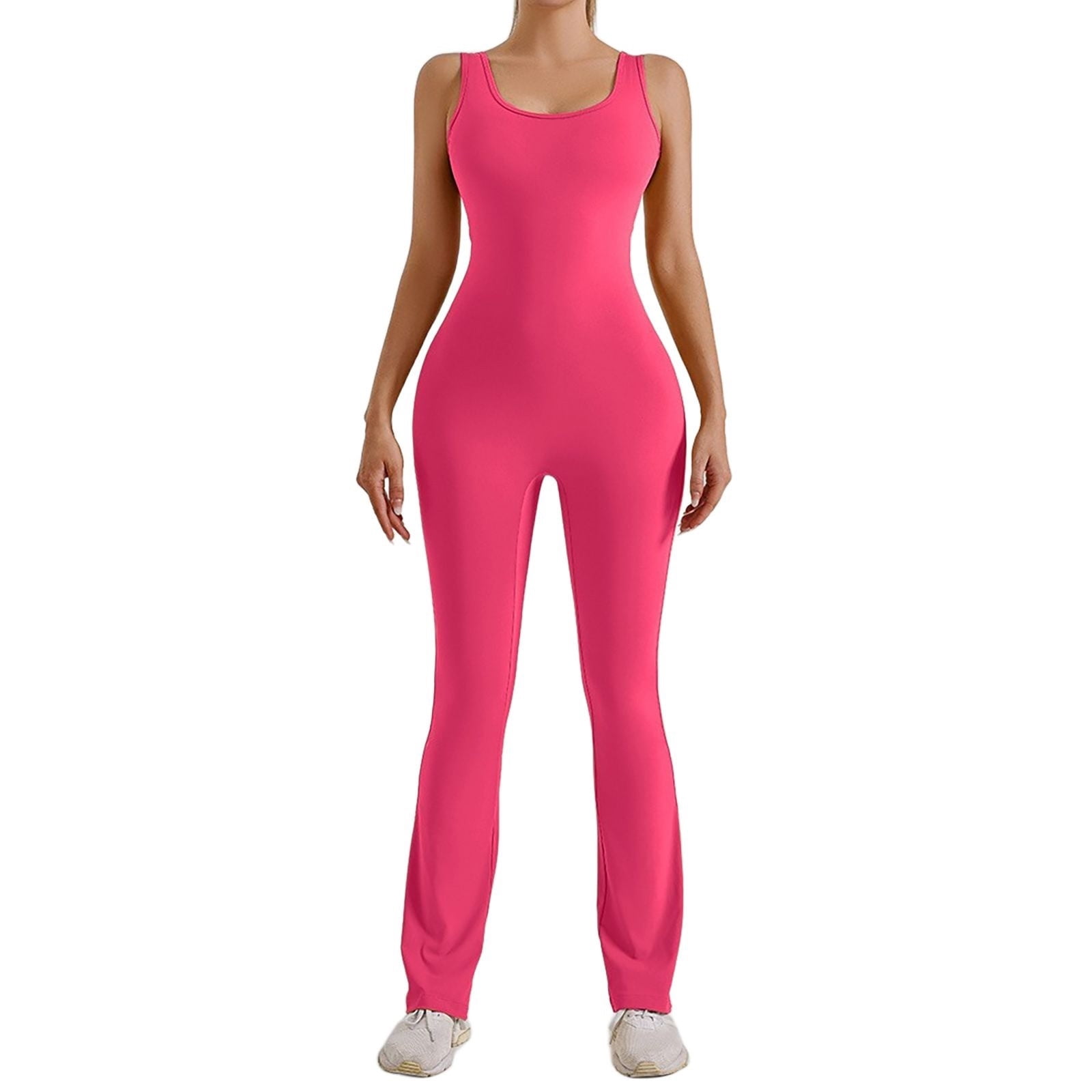 DHFJKG Womens Flared Jumpsuit Seamless Fitness Tummy Control Romper ...