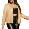 DHFJKG Womens Jackets Sparkly Sequined Cardigan Plus Size Open Front ...