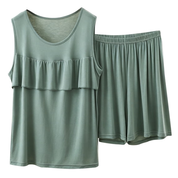 DHFJKG Womens Pajama Set 2 Piece Sleeveless Loungewear Set Lightweight ...