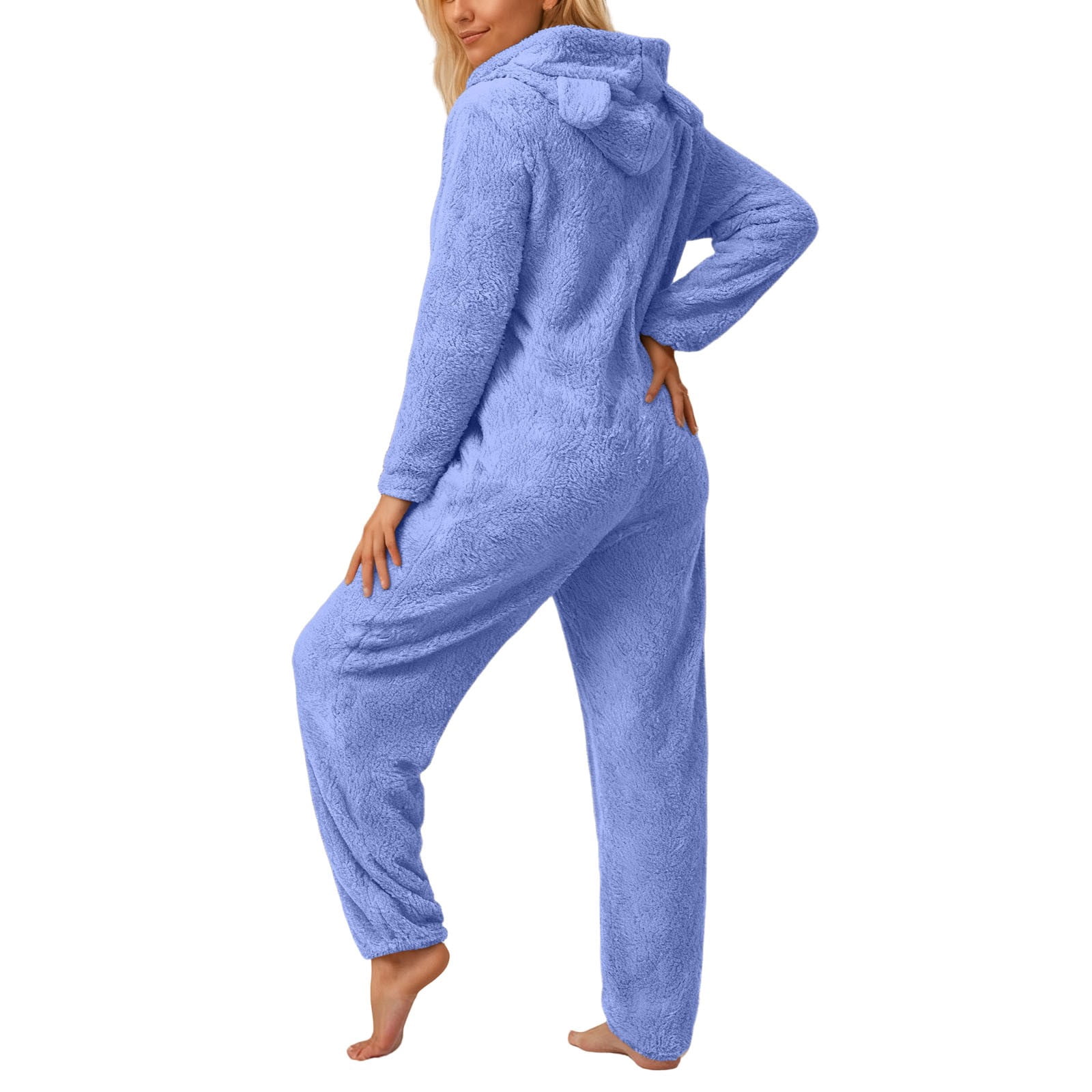 DHFJKG Womens Pajamas Fluffy Onesies Loungewear Solid Color Long Sleeve ...