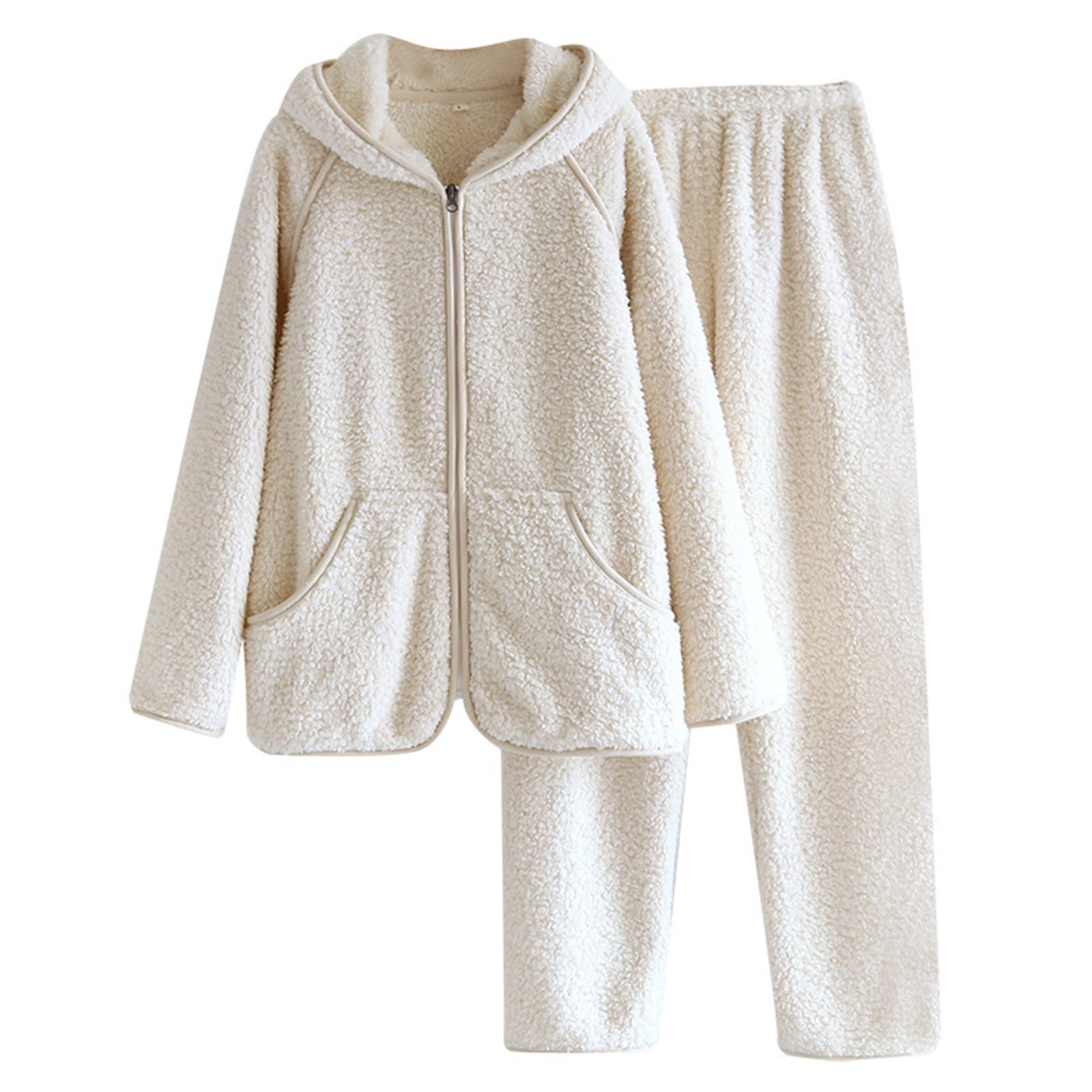 DHFJKG Womens Pajamas Set Winter Fluffy Loungewear Raglan Sleeve ...