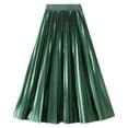 DHFJKG Womens Skirts Glossy Solid Color Midi Long Shirring Pleated ...