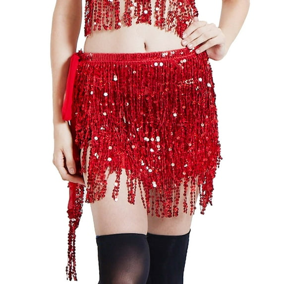 DHFJKG Womens Skirts Low Rise Glitter Sparkly Sequins Tassels Mini ...