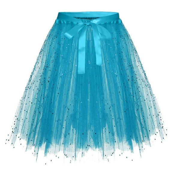 DHFJKG Womens Skirts Tutu Tulle Solid Color Bow Beltd Puffy Mesh Mini ...