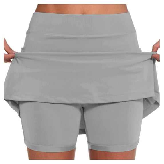 DHFJKG Womens Skirts Yoga Tennis Solid Color A-Line Mini Skirts With ...
