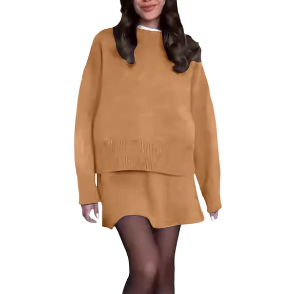 DHFJKG Womens Sweater Sets Two Piece Outfits Knitted Crew Neck Long ...