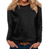 DHFJKG Womens Sweatshirt Fuzzy Lining Insulated Long Sleeve Round Neck ...