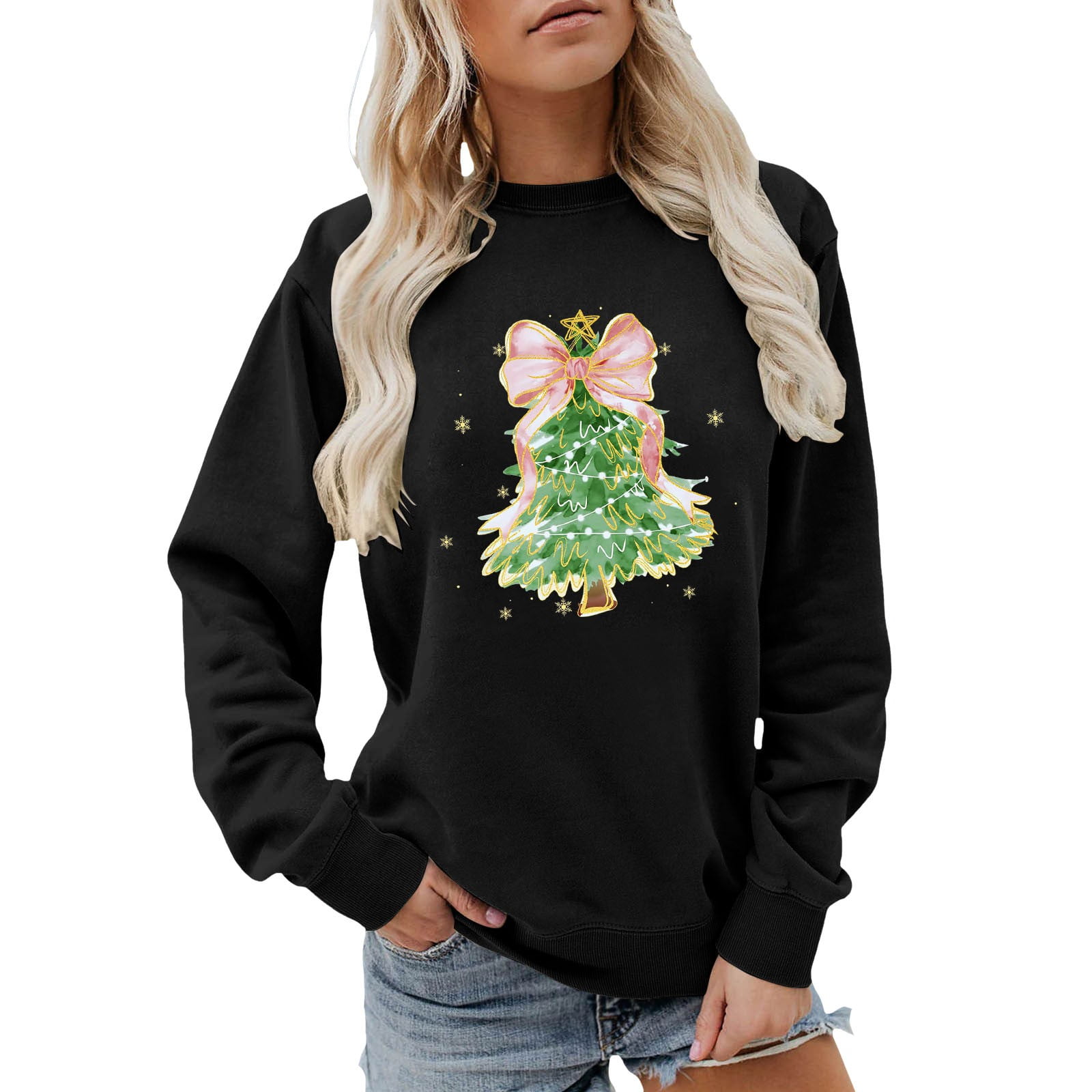 DHFJKG Womens Sweatshirt Graphic Long Sleeve Crewneck Pullover Casual ...