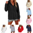 DHFJKG Zip Up Hoodie Women Relaxed Fit Raglan Sleeve Hooded Drawstring ...