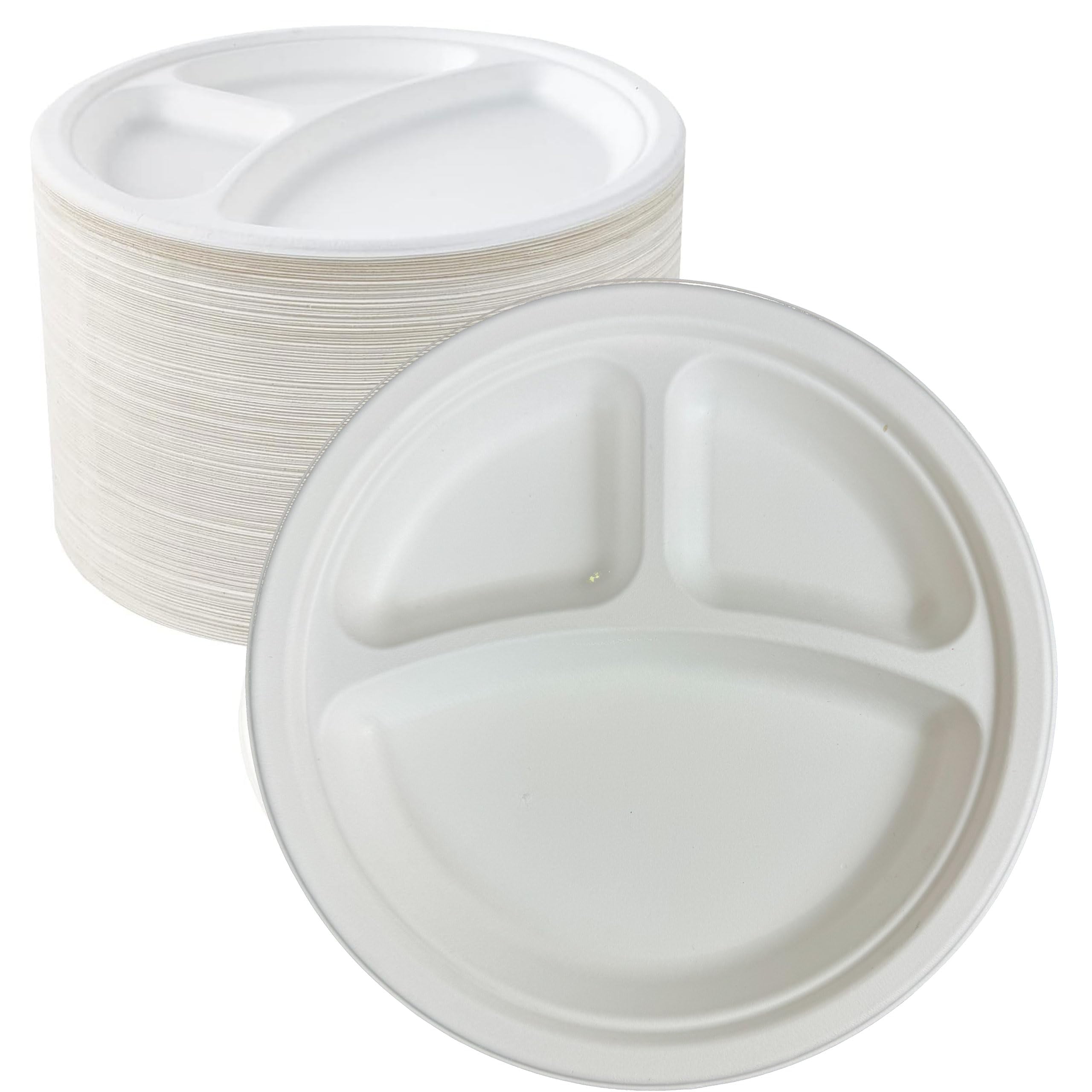 DHG PROFESSIONAL 125 Pack RRF12 10" Compostable 3 Compartment Plates ...