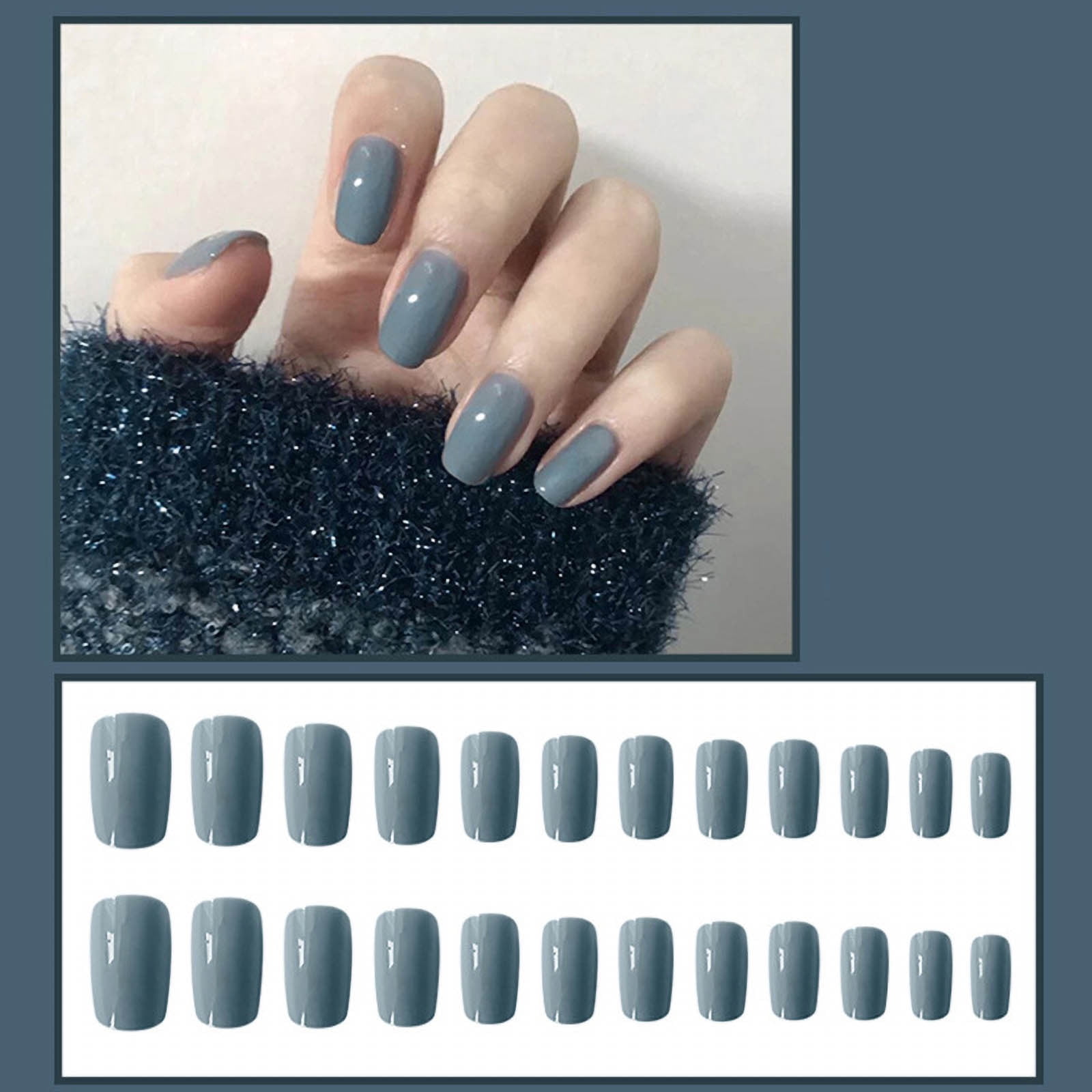 DHJHDSA Long Nails Fake Nail Patch Rectangular Solid Color Nail Art ...