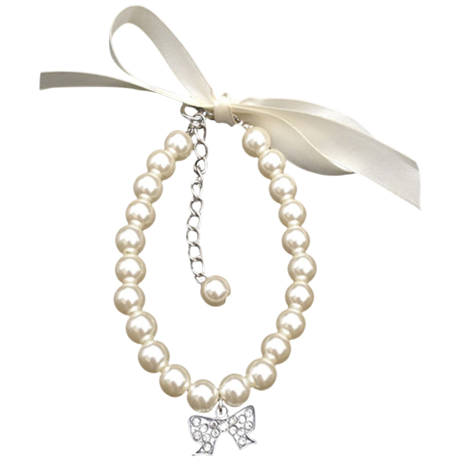 DHKATR Dog Pearl Collars Pet Pearl Necklace Pearls Charms Dog Collar ...
