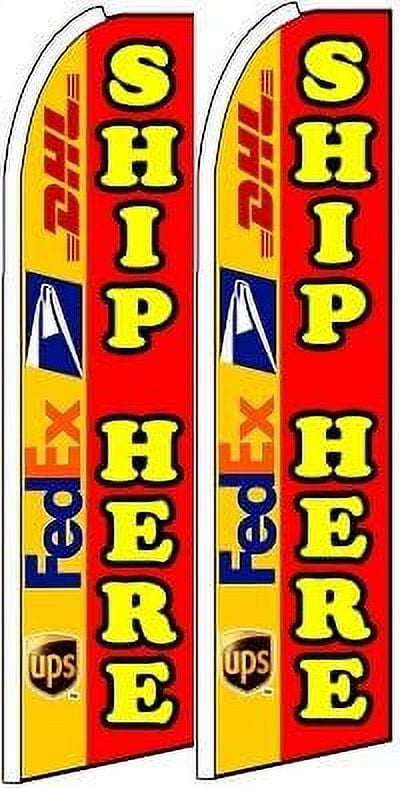 DHL Ship Here King Flags Sign Pack of 2 | 38"L x 138"W Business Flags ...