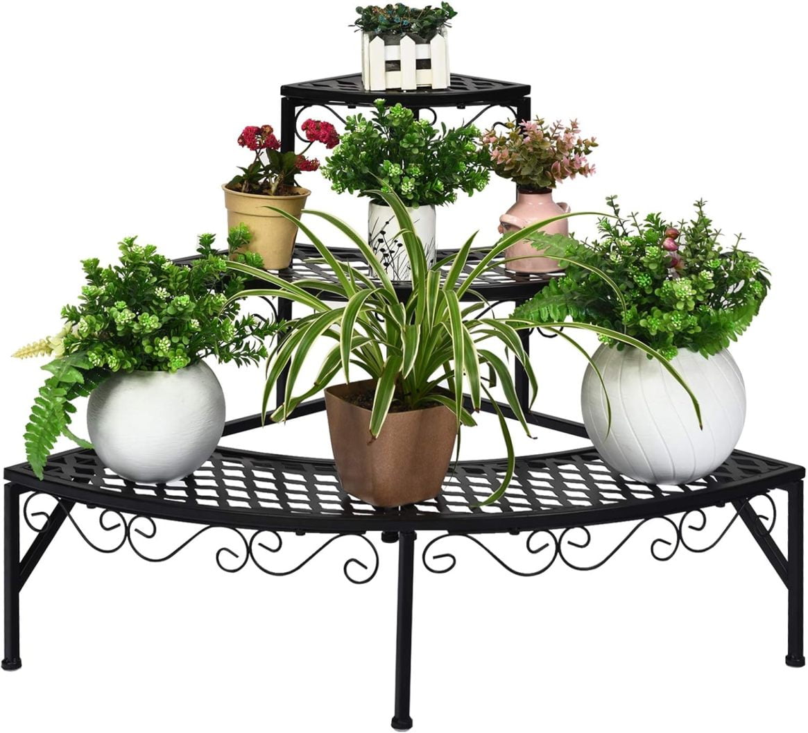 DHMF 3-Tier Plant Stand, Corner Ladder Flower Pots Holders for Indoor ...
