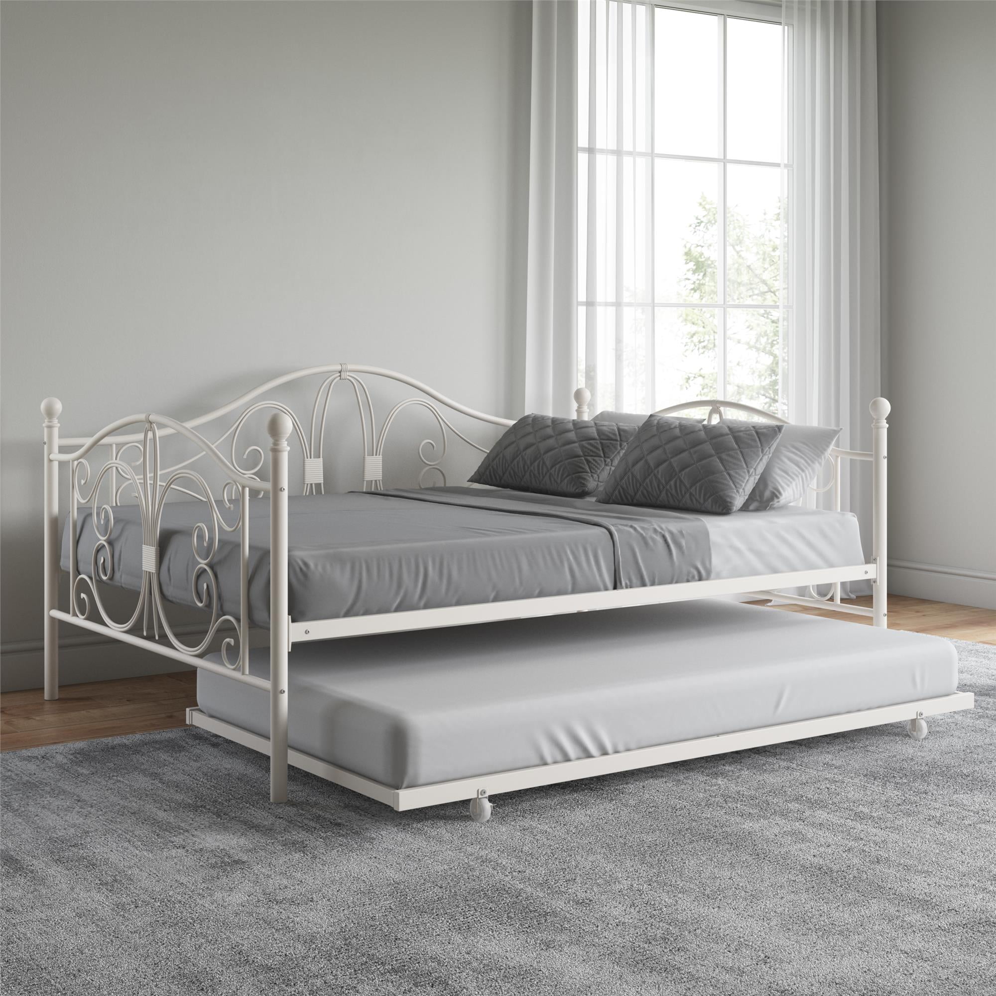 DHP Bombay Full Size Metal Daybed and Twin Size Trundle, White ...
