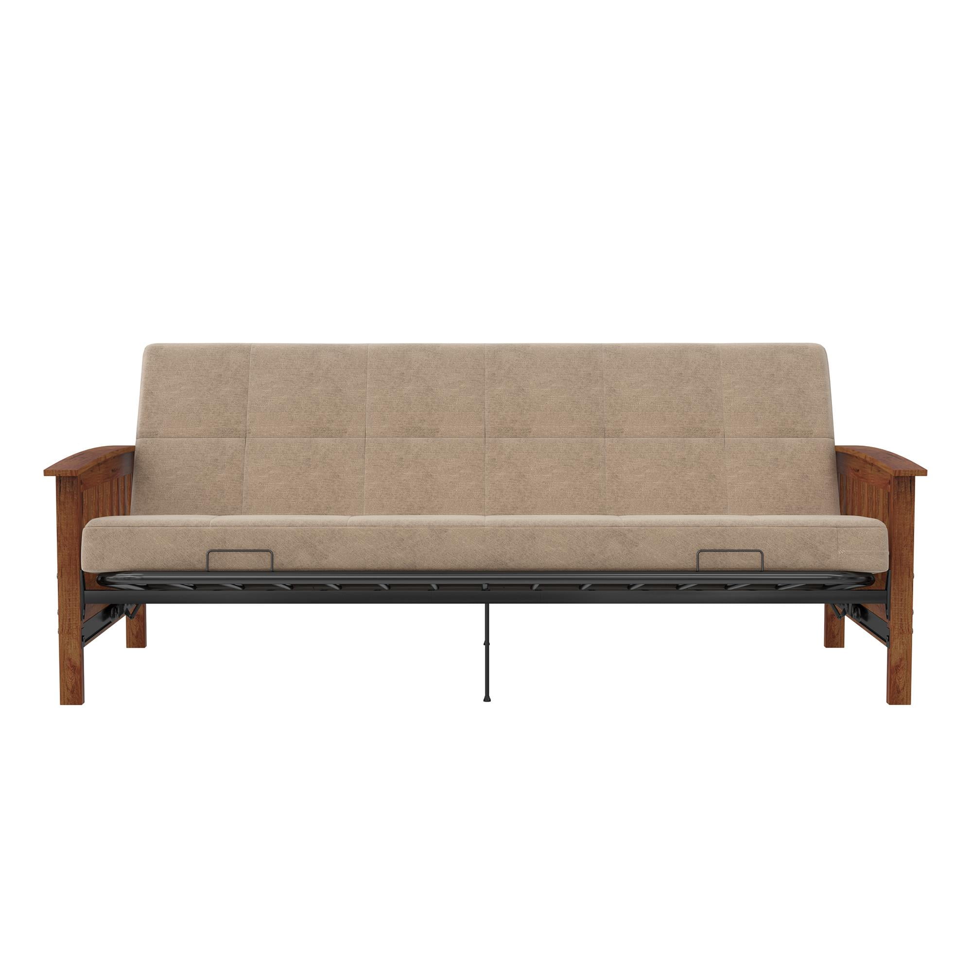 Free Shipping! DHP Brixen Cherry Wood Arm Metal Futon Frame with 6-Inch ...