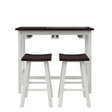 DHP Bryna 3PC Hanging Counter Height Dining Stool Set, White/Brown ...