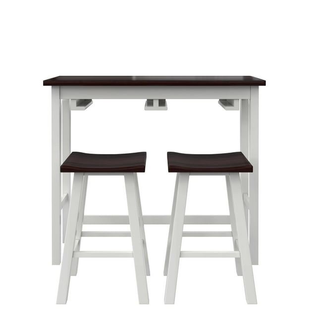 DHP Bryna 3PC Hanging Counter Height Dining Stool Set, White/Brown ...