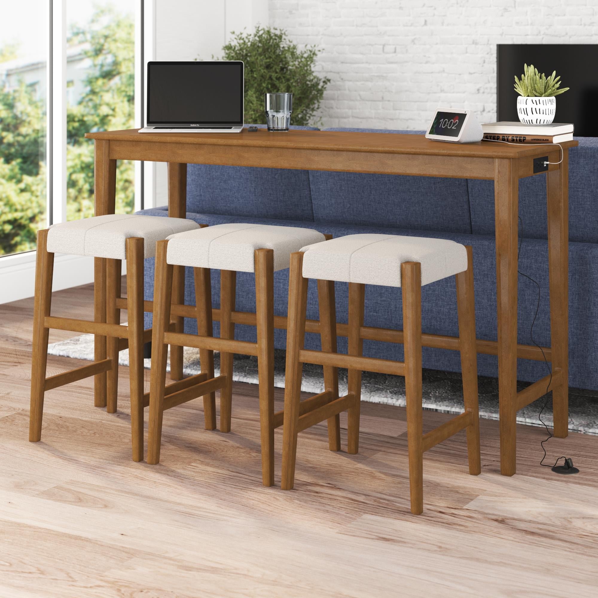 DHP Dallon Sofa Table with 3 Stools and USB Charger, Blonde - Walmart.com