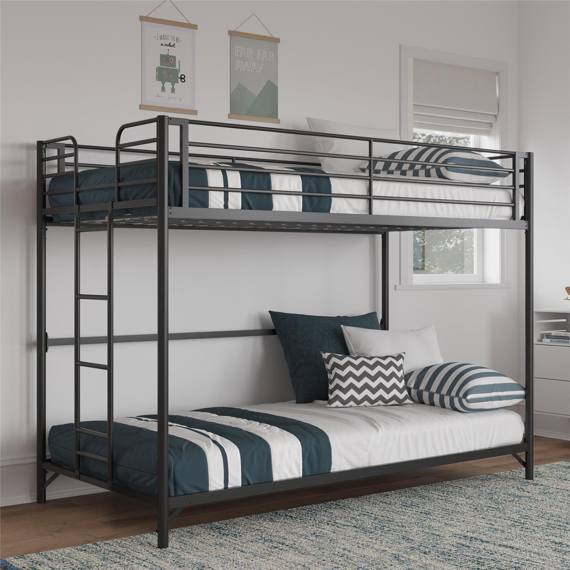DHP BrEZ Build Daven Easy Assembly Twin-over-Twin Metal Bunk Bed, Black ...
