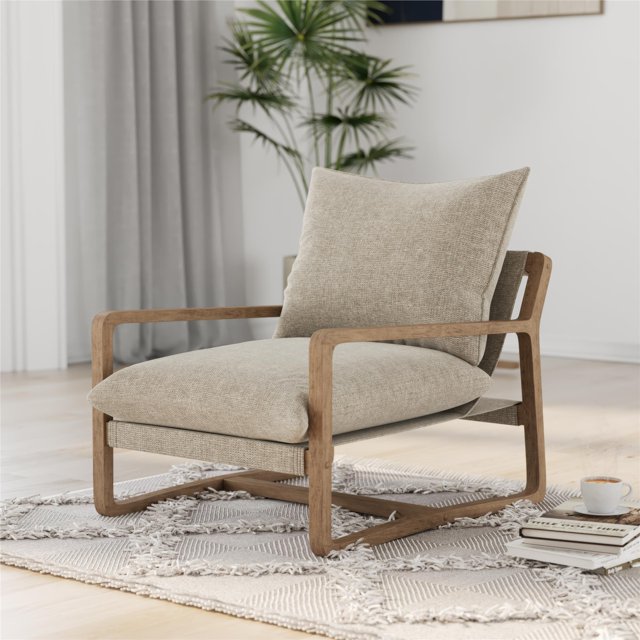 DHP Ella Upholstered Sling Accent Chair, Ivory Linen - Walmart.com
