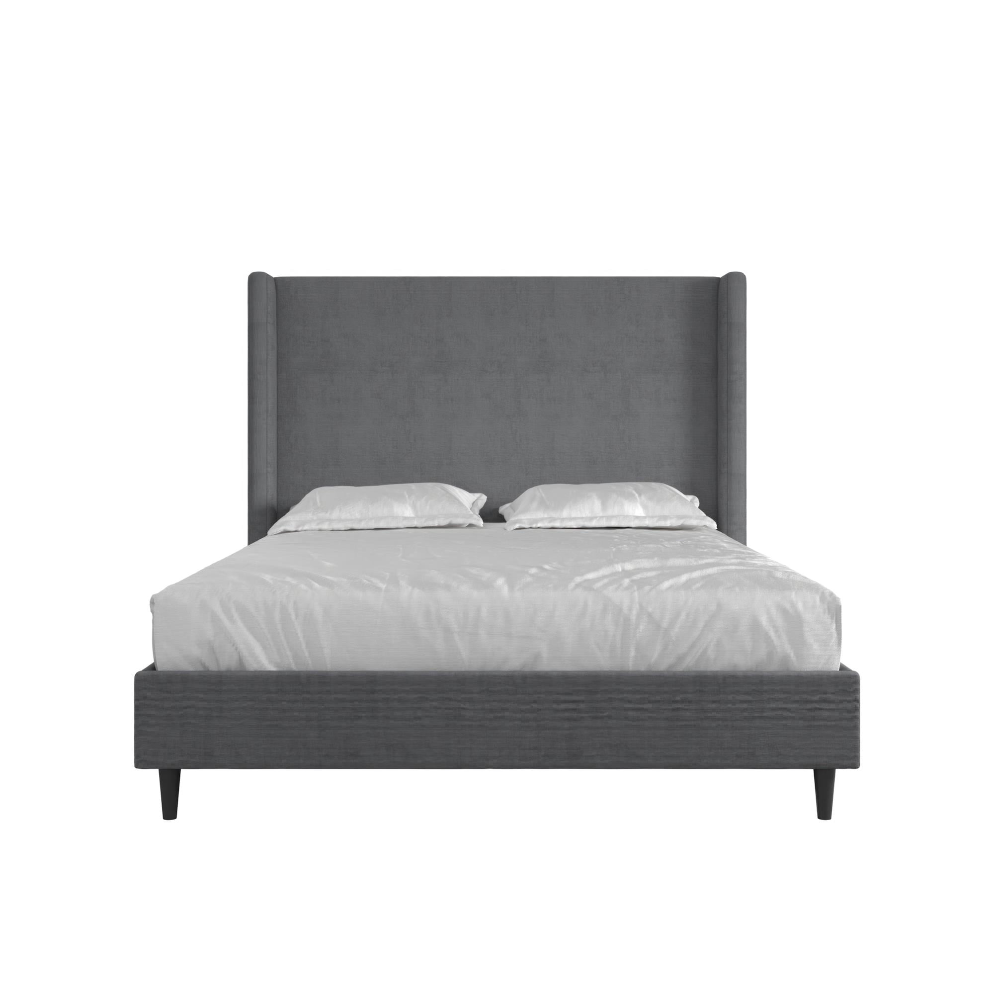 DHP Eveline Upholstered Wingback Bed, Queen, Soft Woven Dark Gray ...