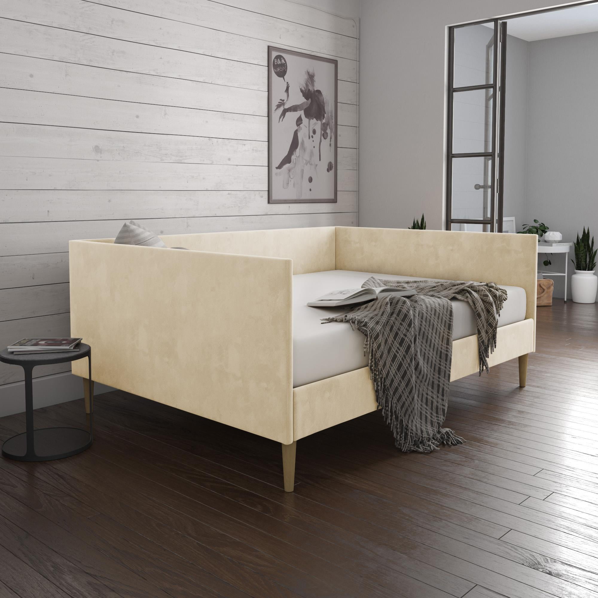 DHP Franklin Mid-Century Upholstered Daybed Frame, Tan Velvet, Full ...