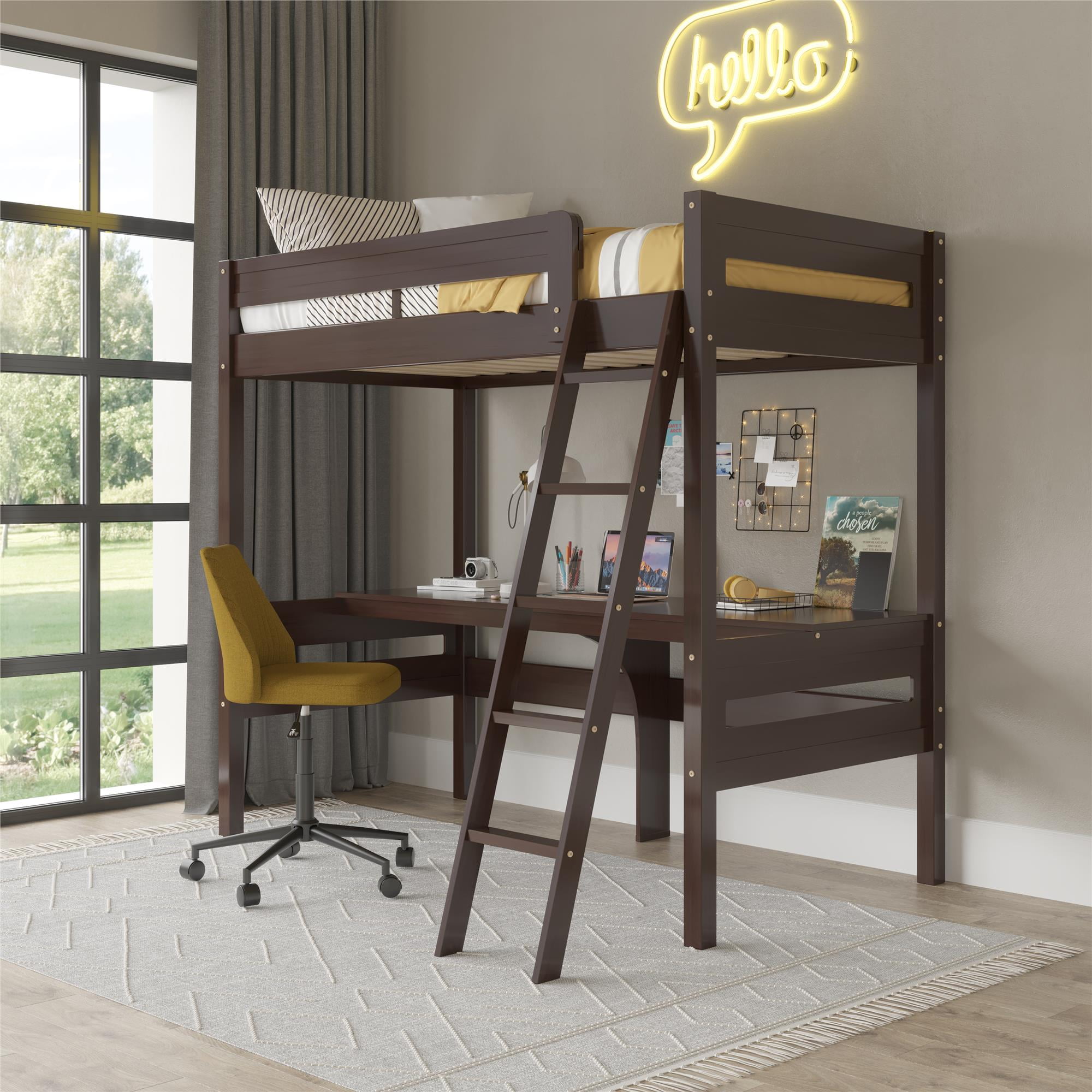 Buy Teen Loft Bed with Desk Espresso Online Italy Ubuy