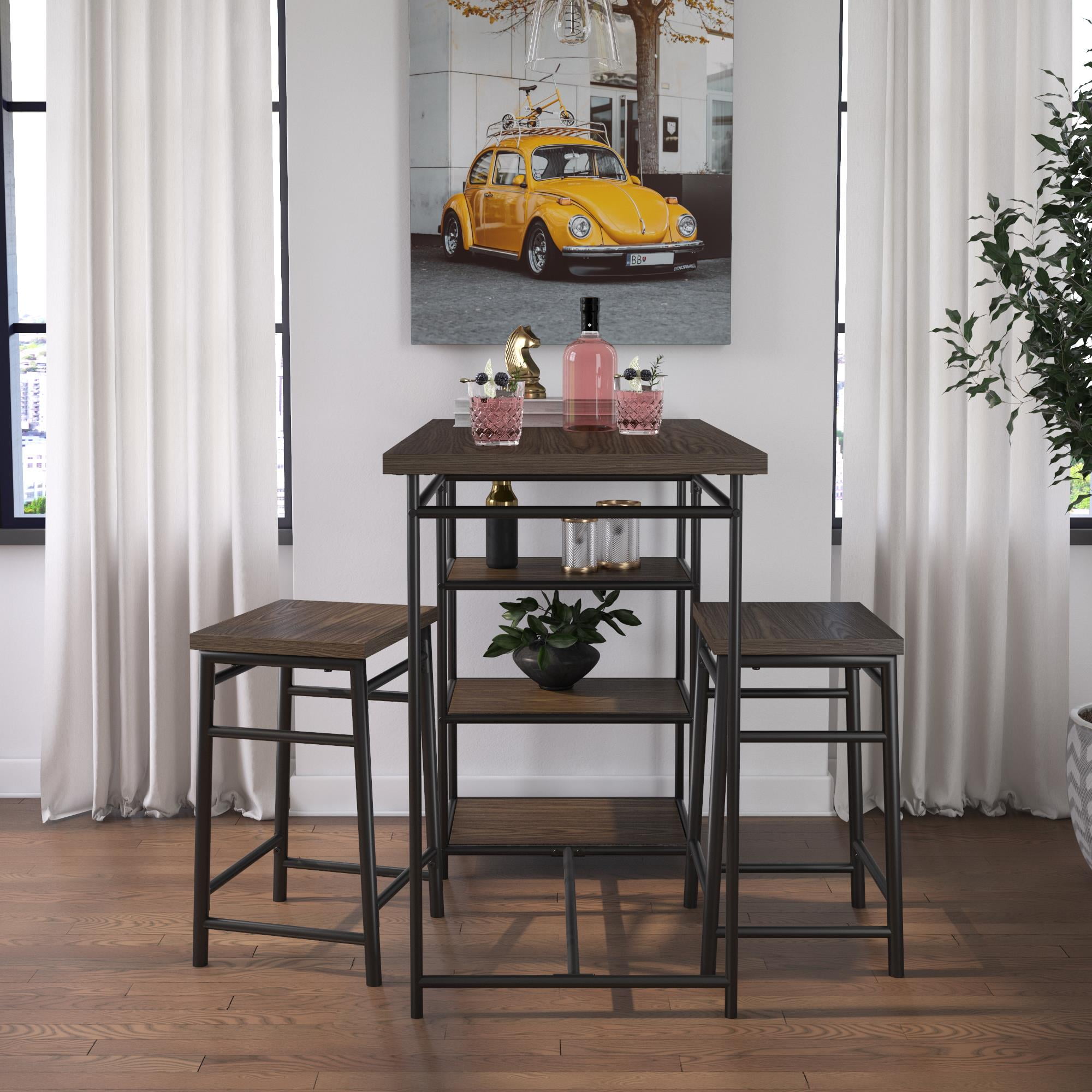 DHP Harper 3 Piece Pub Set, Kitchen & Dining Room, Brown & Black ...