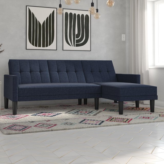 DHP Haven Small Space Sectional Sofa Futon in Blue - Walmart.com