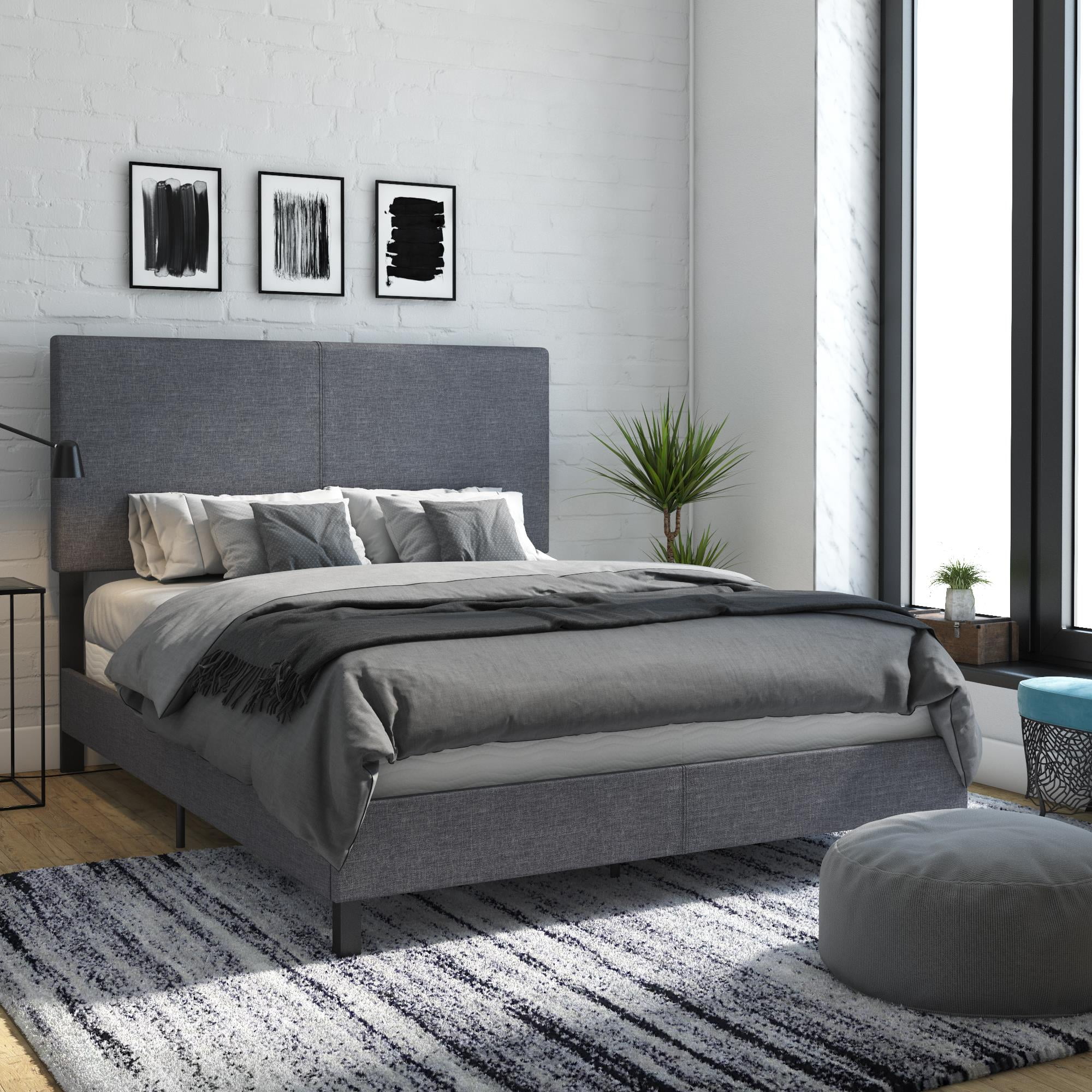 Free Shipping! DHP Janford Upholstered Bed, Gray Linen, Full - Walmart ...