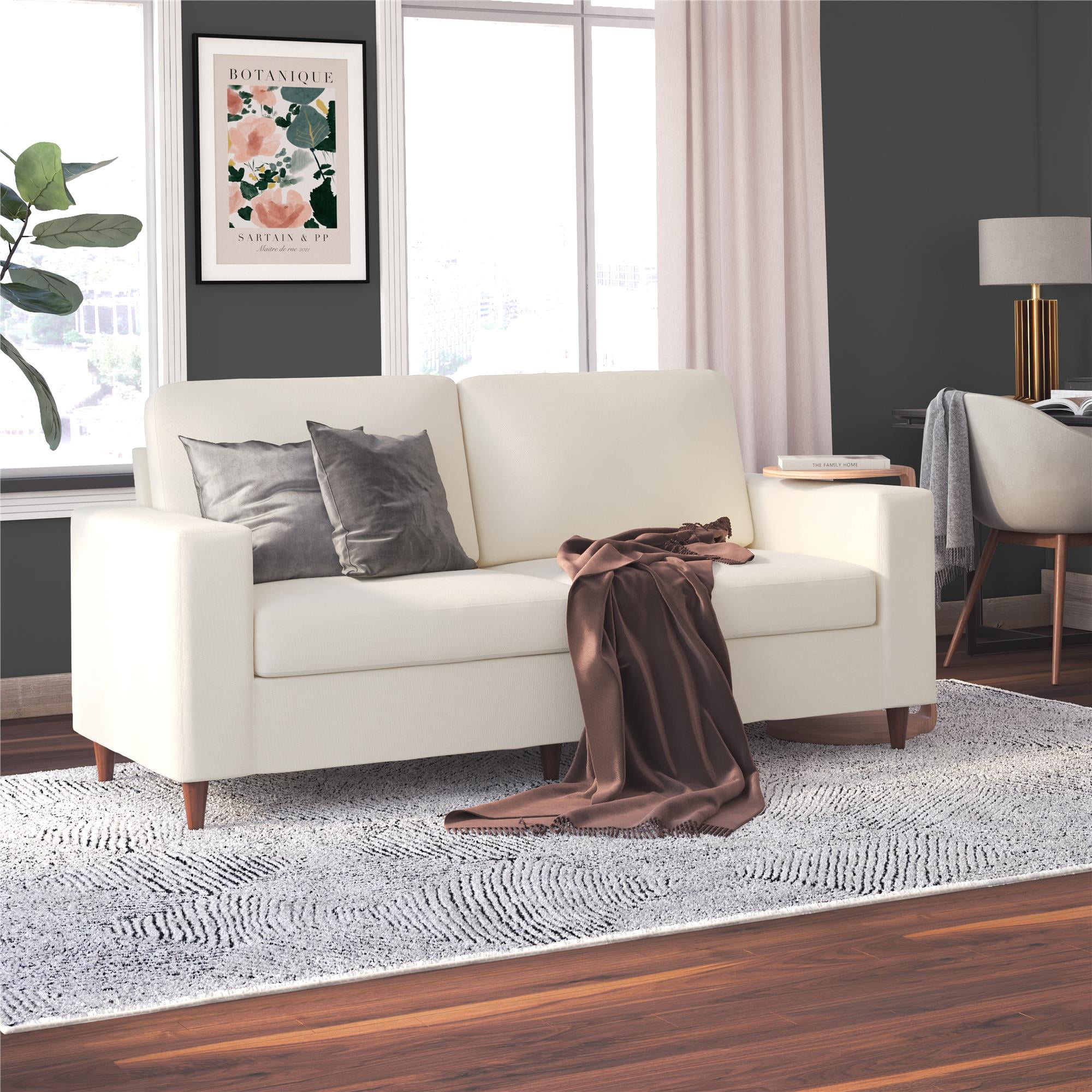 DHP Liah 3-Seater Sofa with Pocket Spring Cushions, Ivory Linen ...