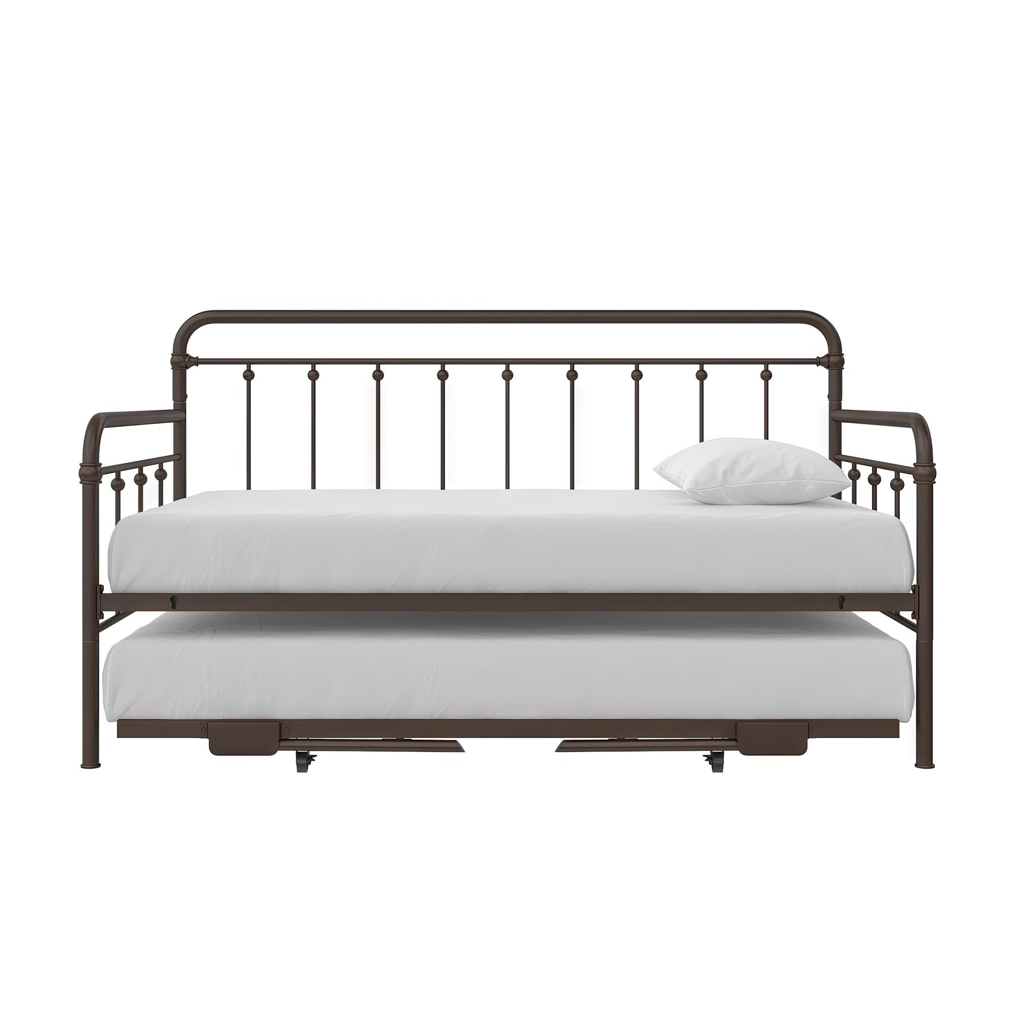 DHP Locky Metal Daybed with Pop Up Trundle Bed, Twin over Twin, Bronze ...