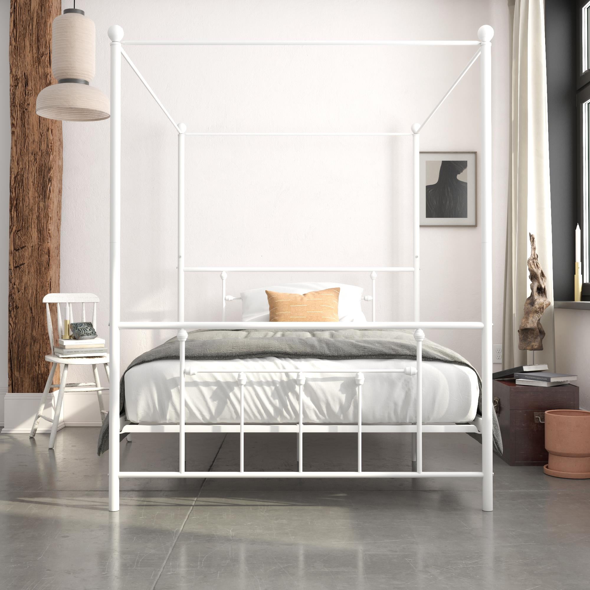 DHP Manila Metal Canopy Bed, Full, White - Walmart.com