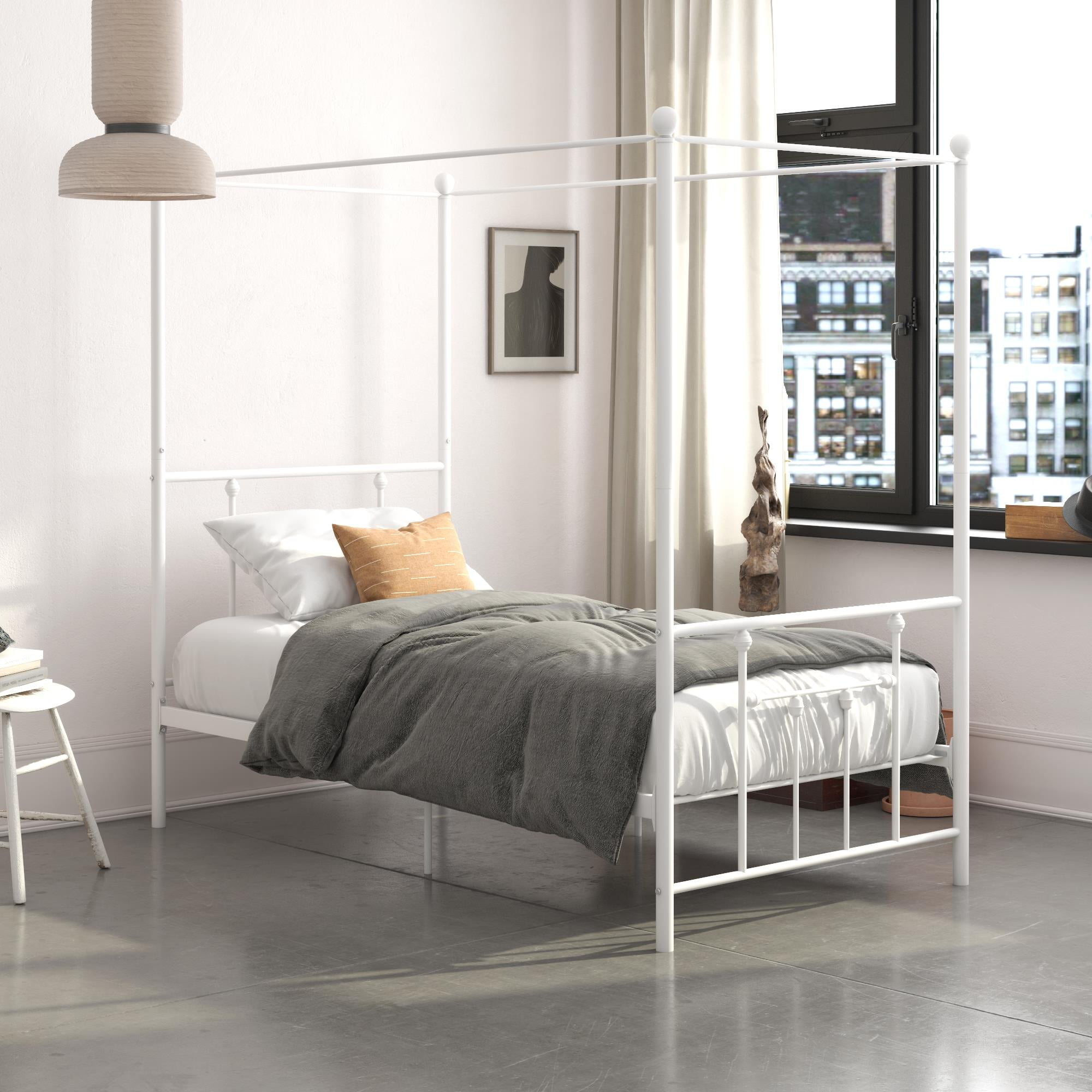 DHP Manila Metal Canopy Bed, Twin, White - Walmart.com