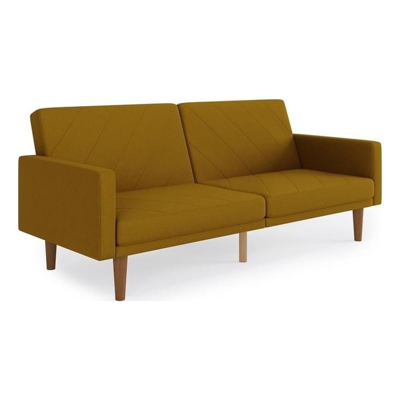 DHP Mathias Futon and Sofa Bed with USB Port in Mustard Linen - Walmart.com