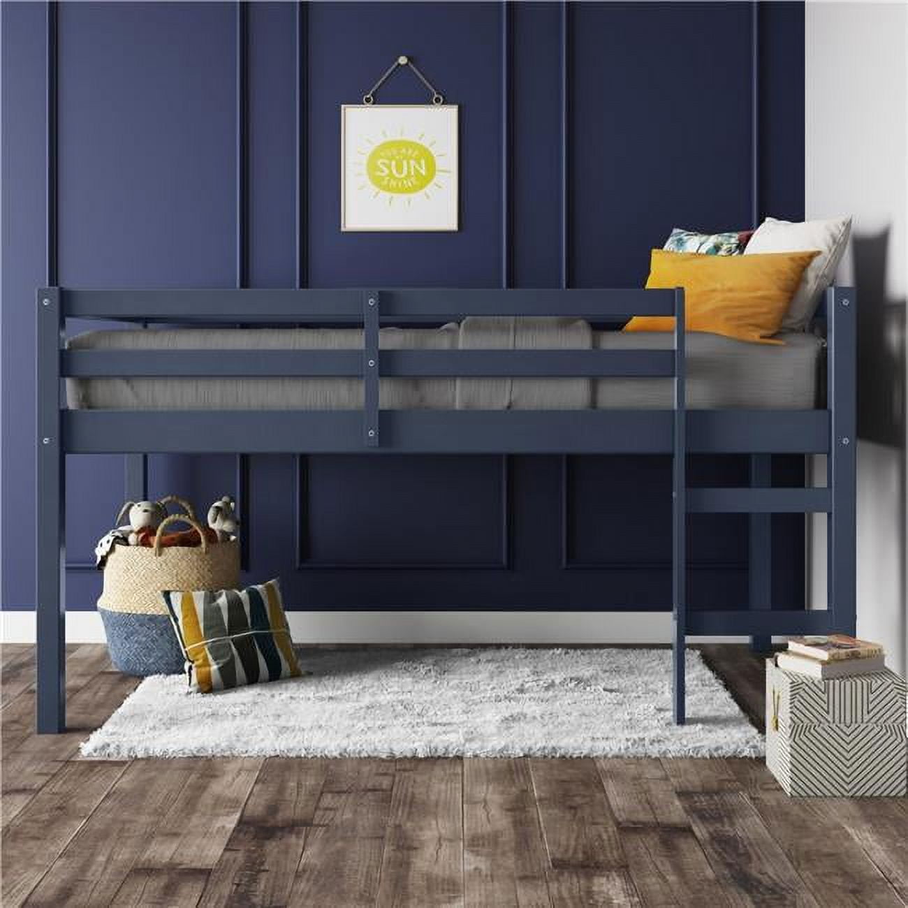 DHP Milton Junior Twin Size Wooden Blue Loft Bed for Kids - Walmart.com