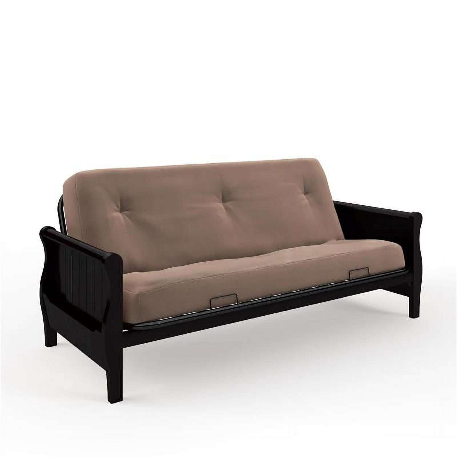 DHP Monty Full Size Espresso Wood Arm Futon Frame with 8" Futon Tan ...