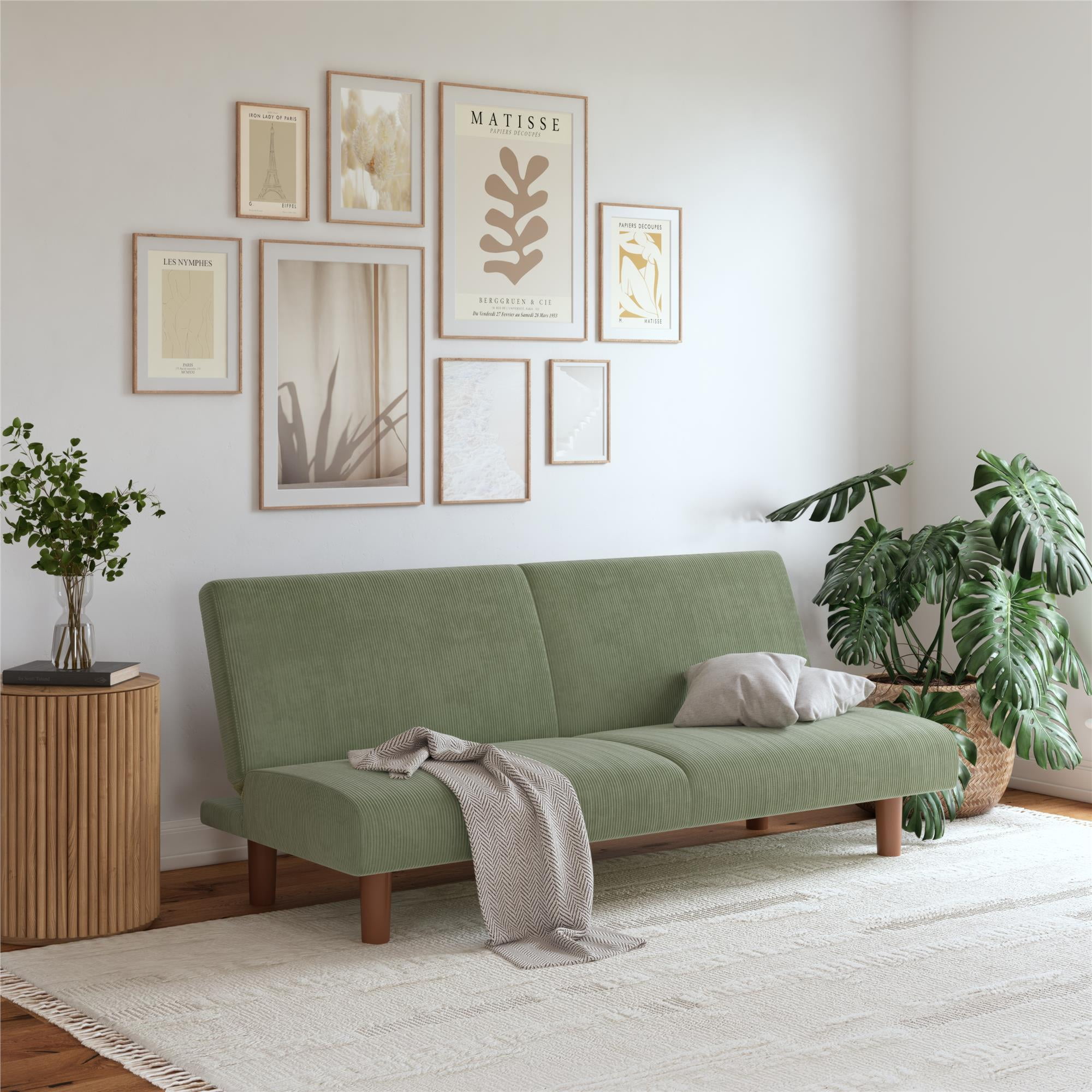 DHP Myla 66.5" Armless Futon Sofa Bed, Sage Corduroy - Walmart Business ...