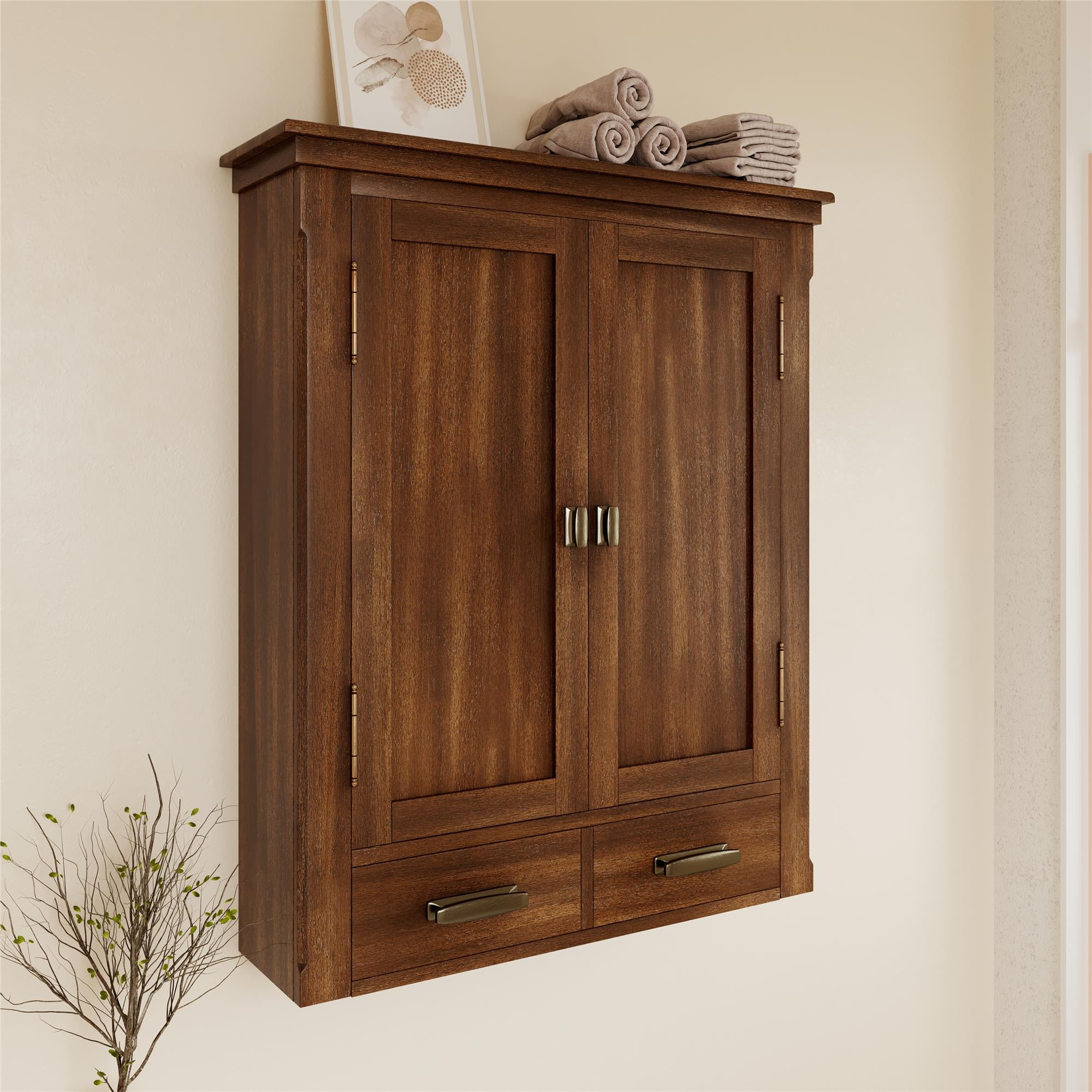 DHP Otum Bathroom Wall-Mounted Storage Cabinet with Drawers and ...