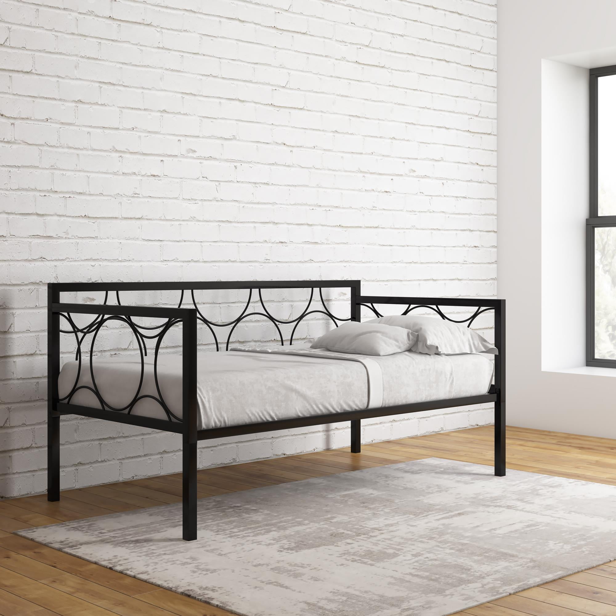 DHP Rebecca Metal Daybed Frame with Geometric Pattern, Twin, Black ...