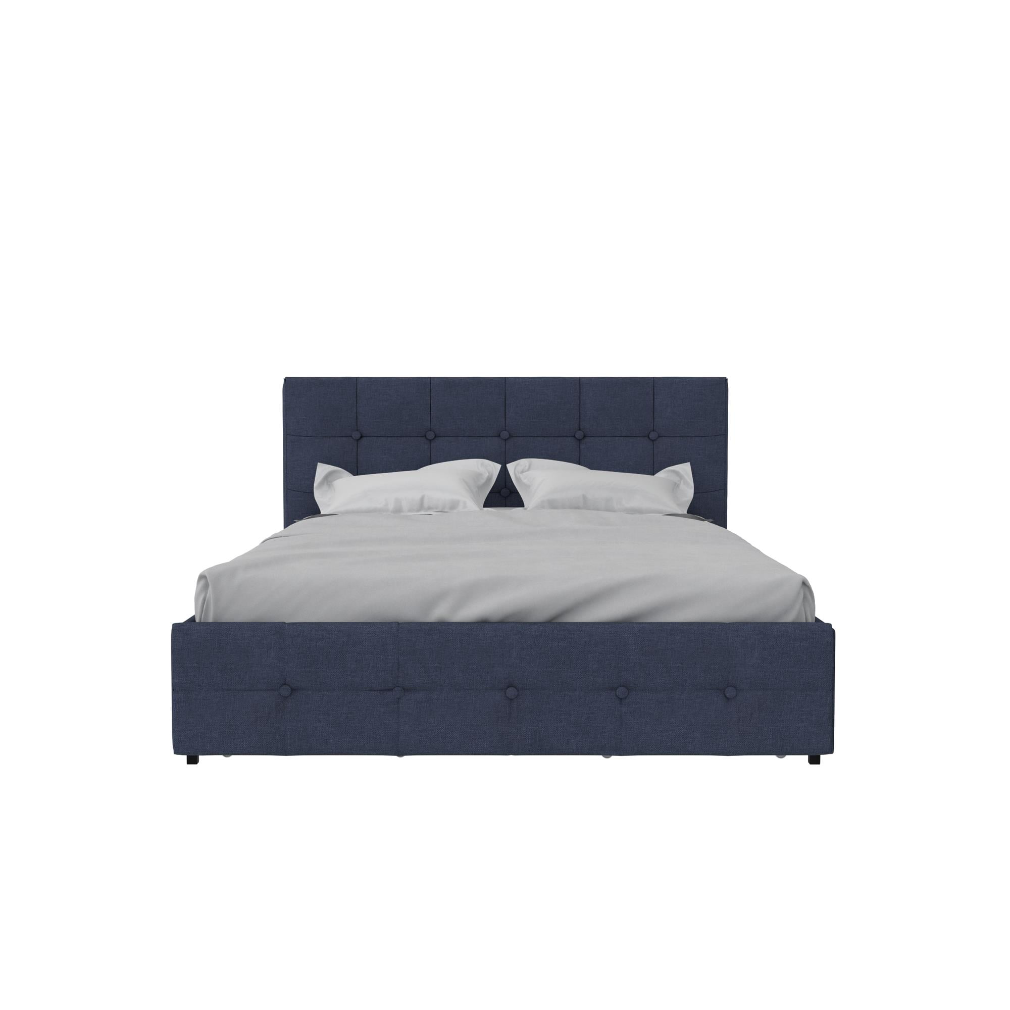 DHP Rose Tufted Upholstered Storage Bed Frame, Queen, Blue Linen ...