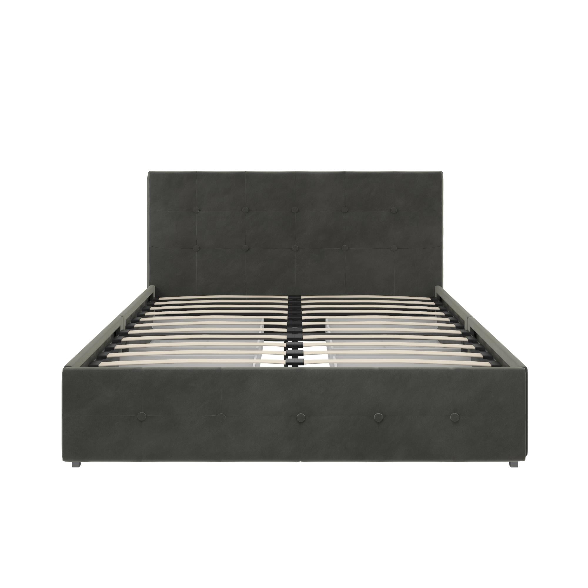 DHP Rose Upholstered Bed with Storage, Gray Velvet, Queen - Walmart.com