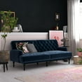 DHP Ruby Upholstered Futon, Convertible Sofa Bed & Couch, Blue Velvet ...