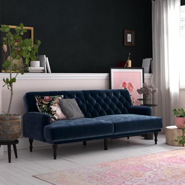 Novogratz Tallulah Memory Foam Futon, Blue Velvet - Walmart.com