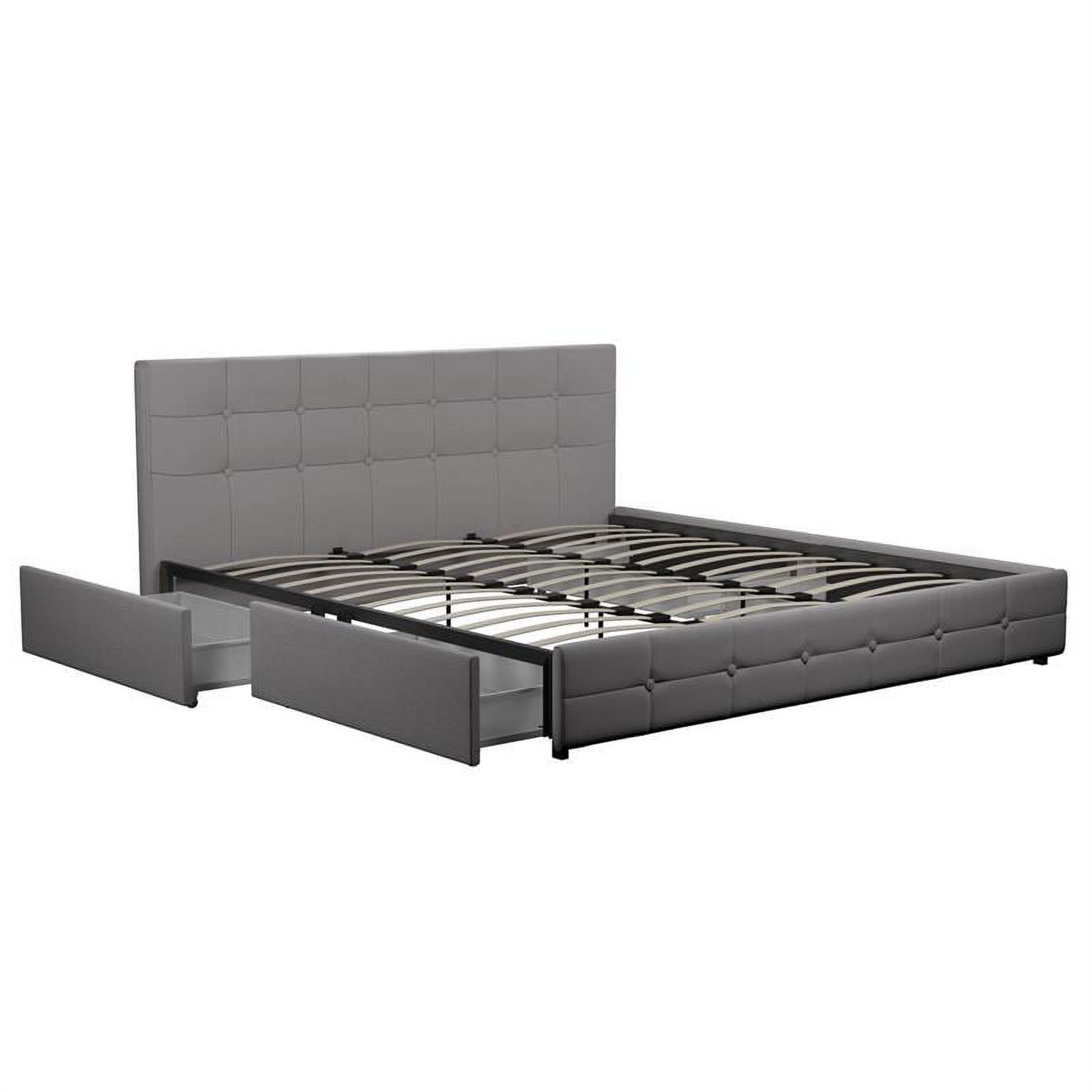 DHP Ryan Grey Linen Upholstered Bed with Storage in King - Walmart.com