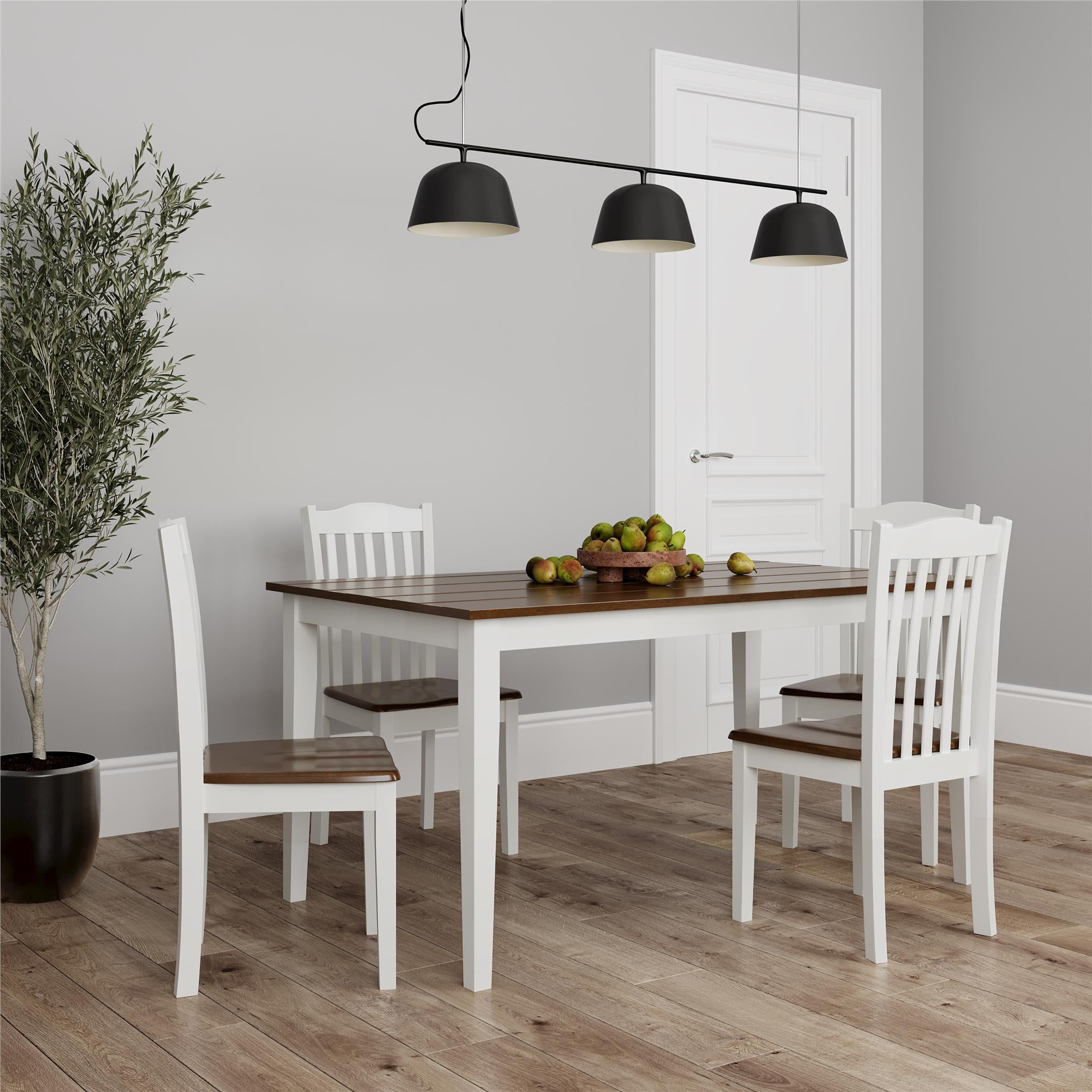 DHP Shiloh 5-Piece Rustic Two-Toned Dining Set, White/Rustic Mahogany ...