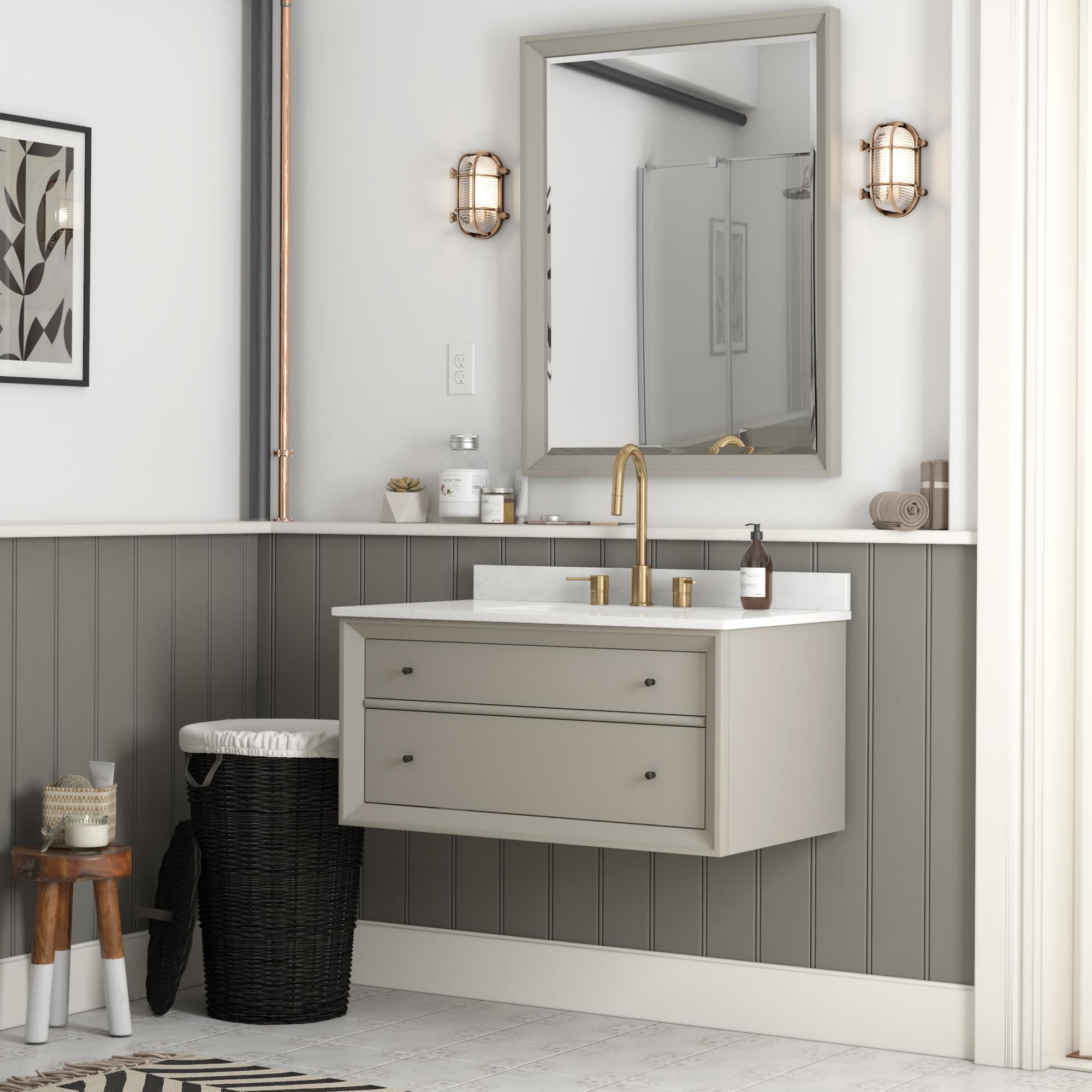 DHP Tribecca 36 Inch Floating Wall Mounted Bathroom Vanity with Sink, Gray - Walmart.com