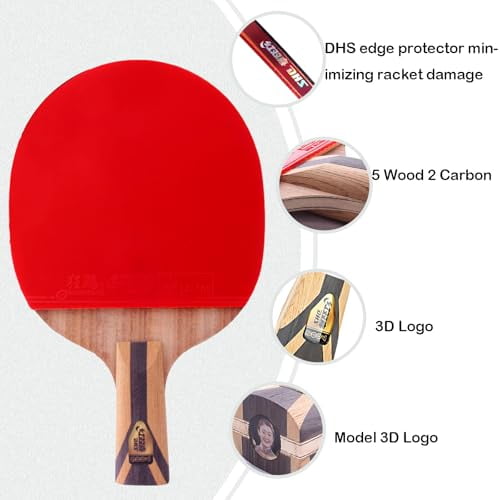 DHS Ping Pong Paddle Professional Racket - Table Tennis Racket with ...